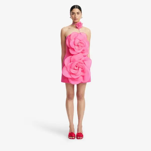 LEO LIN Floret Mini Dress - Fuchsia