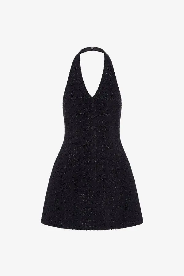 LEO LIN SHOPIFY Jessie Halterneck Mini Dress - Ebony