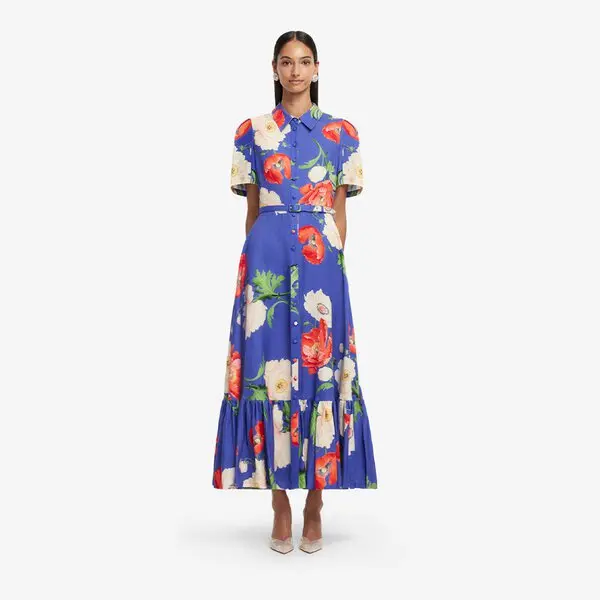 LEO LIN Becca Short Sleeve Midi Dress - Poppy Print