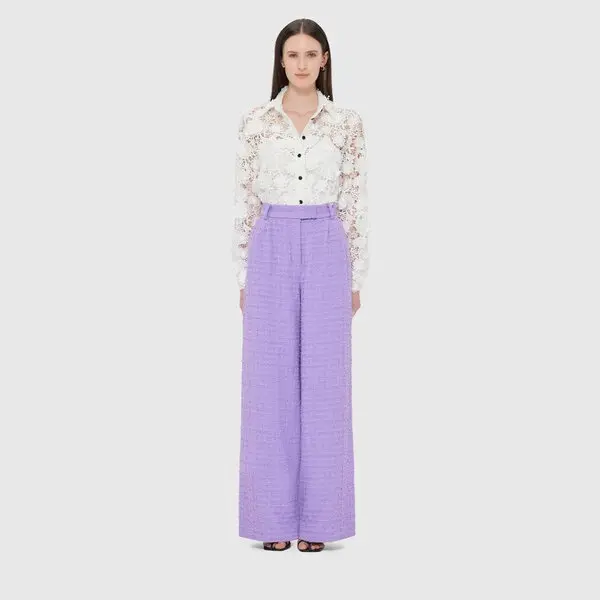 LEO LIN Elisha Tweed Wide Leg Pants