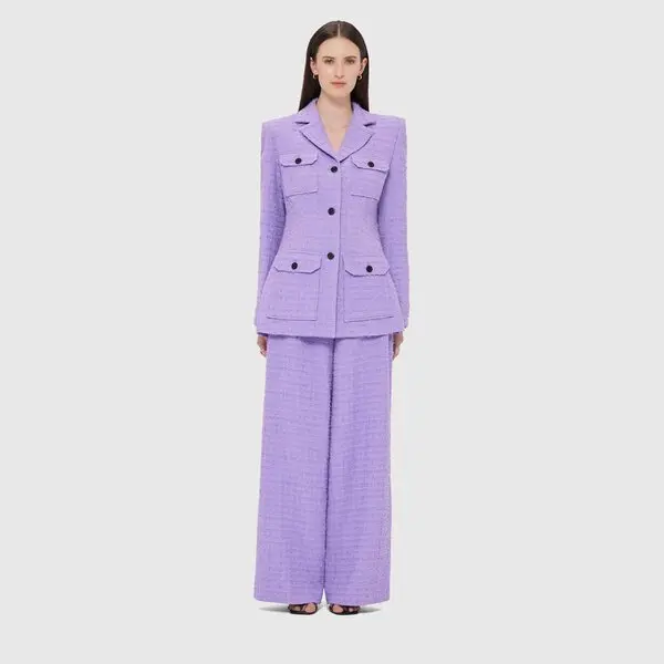 LEO LIN Edith Tweed Pocket Blazer