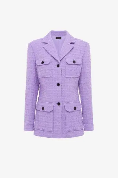LEO LIN Edith Tweed Pocket Blazer