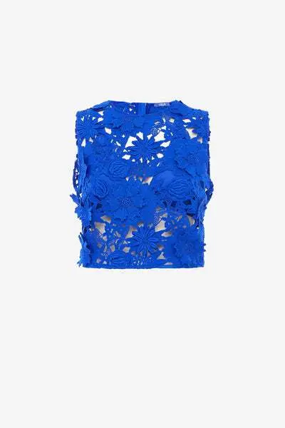 LEO LIN Iris Lace Top - Lapis