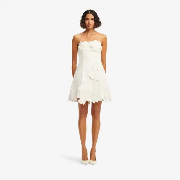 LEO LIN Ayla Appliqué Bustier Mini Dress - Vanilla