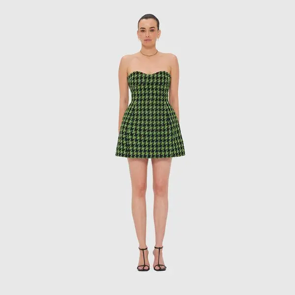 LEO LIN Rosario Tweed Mini Dress - Houndstooth