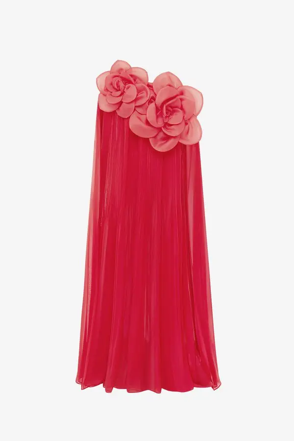 LEO LIN Jaclyn Draped Floor Length Gown - Scarlet