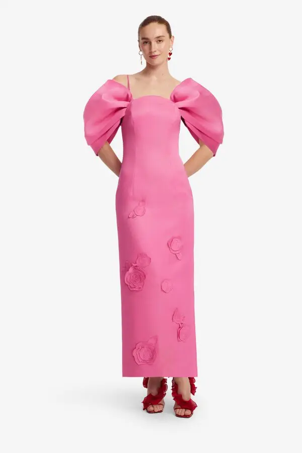 LEO LIN Arabella Appliqué Maxi Dress - Pink