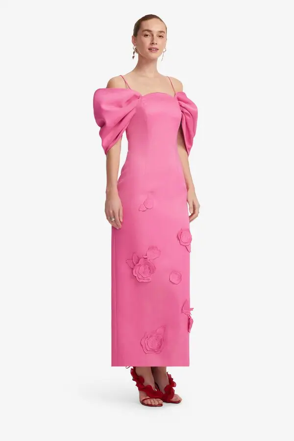 LEO LIN Arabella Appliqué Maxi Dress - Pink