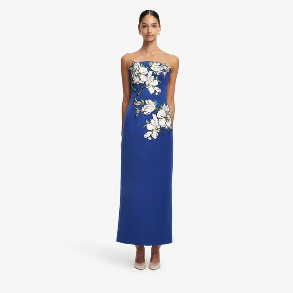LEO LIN Ava Appliqué Floral Bustier Maxi Dress - Midnight