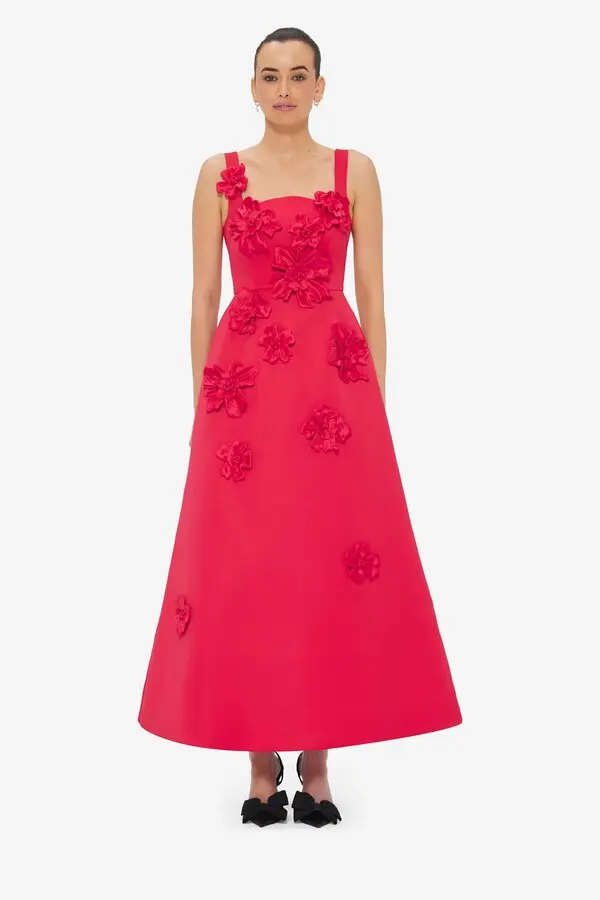 LEO LIN SHOPIFY Rianne Floral Appliqué Maxi Dress - Rosa