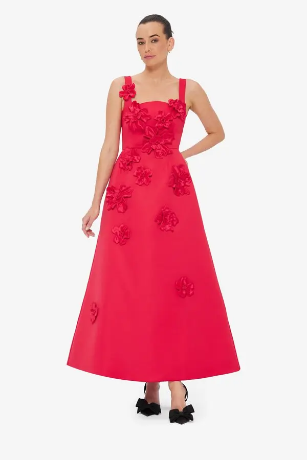 LEO LIN SHOPIFY Rianne Floral Appliqué Maxi Dress - Rosa