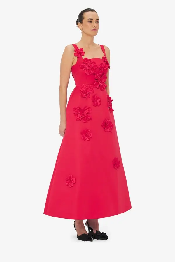 LEO LIN SHOPIFY Rianne Floral Appliqué Maxi Dress - Rosa
