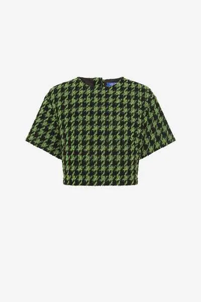 LEO LIN Indie Tweed Cropped Top - Houndstooth