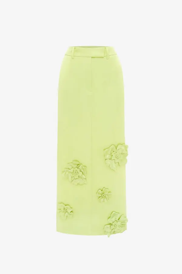 LEO LIN SHOPIFY Olivia Petal Maxi Skirt - Chartreuse