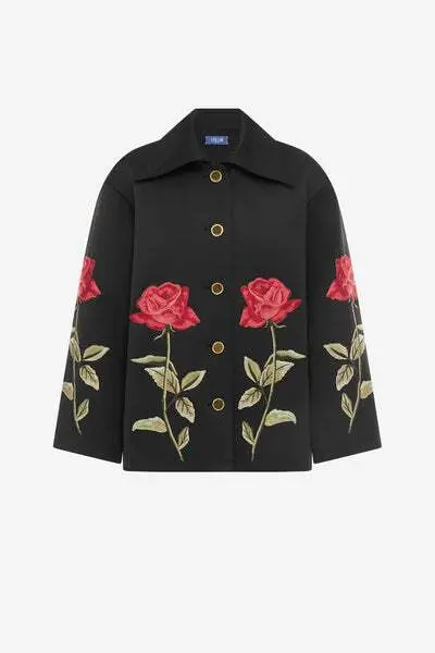 LEO LIN Embellished Rose Jacket - Ebony