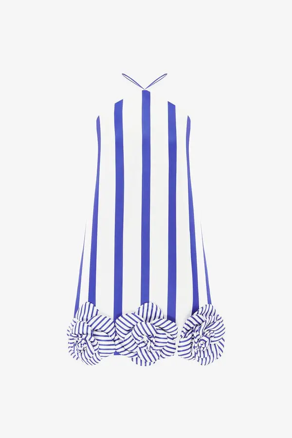 LEO LIN Suzy Striped Halterneck Mini Dress - Navy