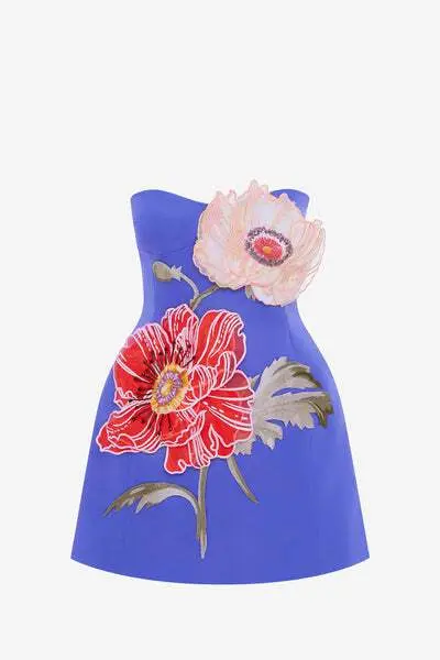 LEO LIN Rosario Appliqué Bustier Mini Dress