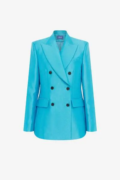 LEO LIN Anissa Double Breasted Blazer - Aqua