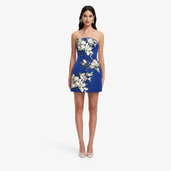 LEO LIN Zaria Appliqué Floral Bustier Mini Dress - Midnight Blue