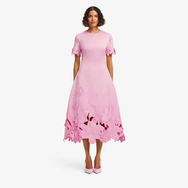 LEO LIN Appliqué Midi Dress