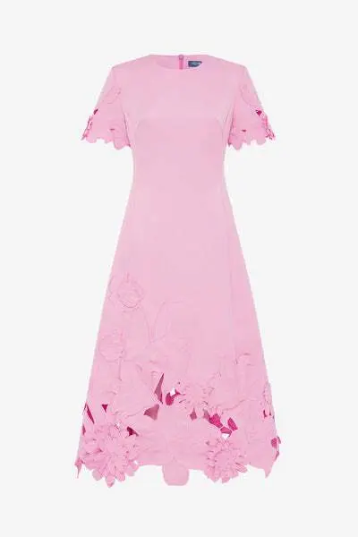 LEO LIN Appliqué Midi Dress