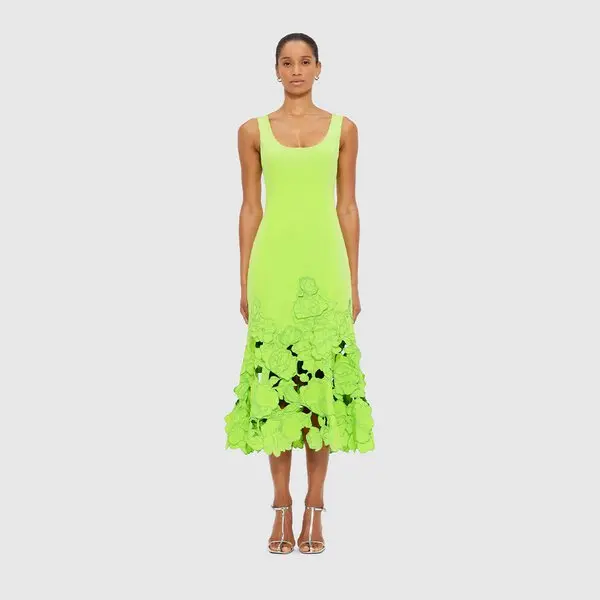 LEO LIN Emily Appliqué Midi Dress