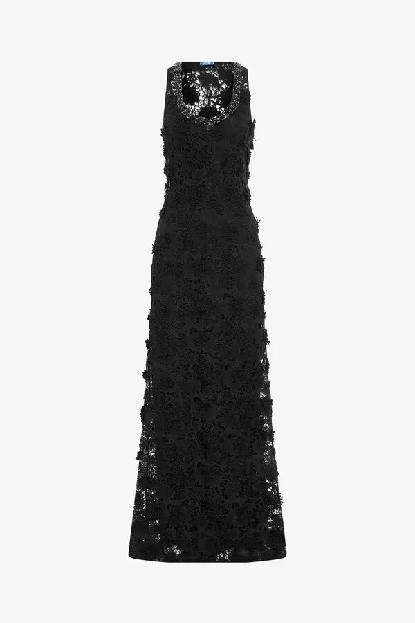 LEO LIN Helena Lace Embellished Maxi Dress - Ebony