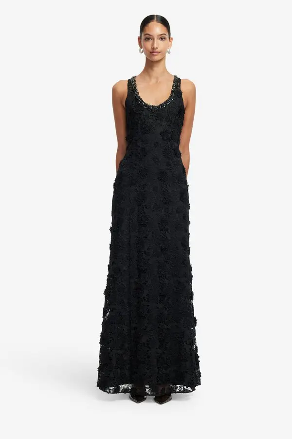 LEO LIN Helena Lace Embellished Maxi Dress