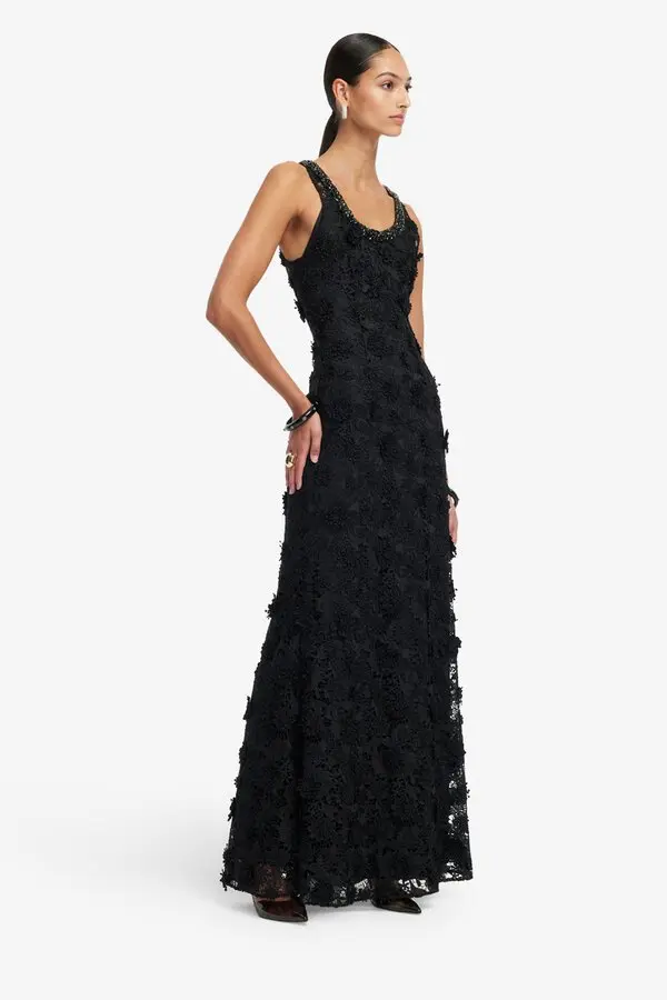 LEO LIN Helena Lace Embellished Maxi Dress