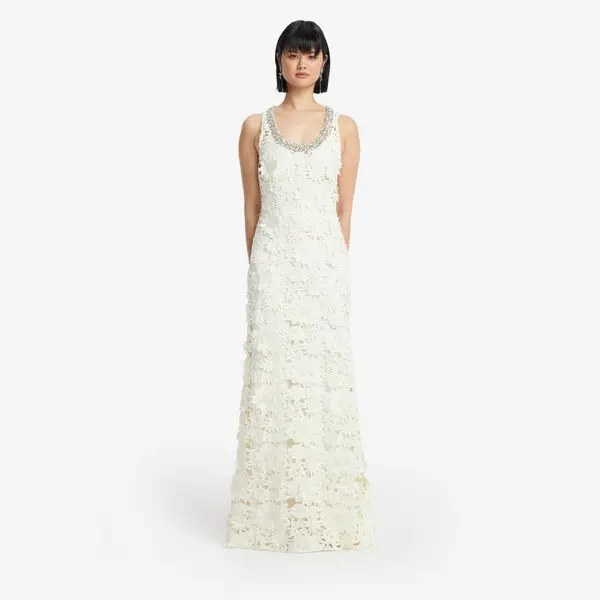LEO LIN Helena Embellished Lace Maxi Dress