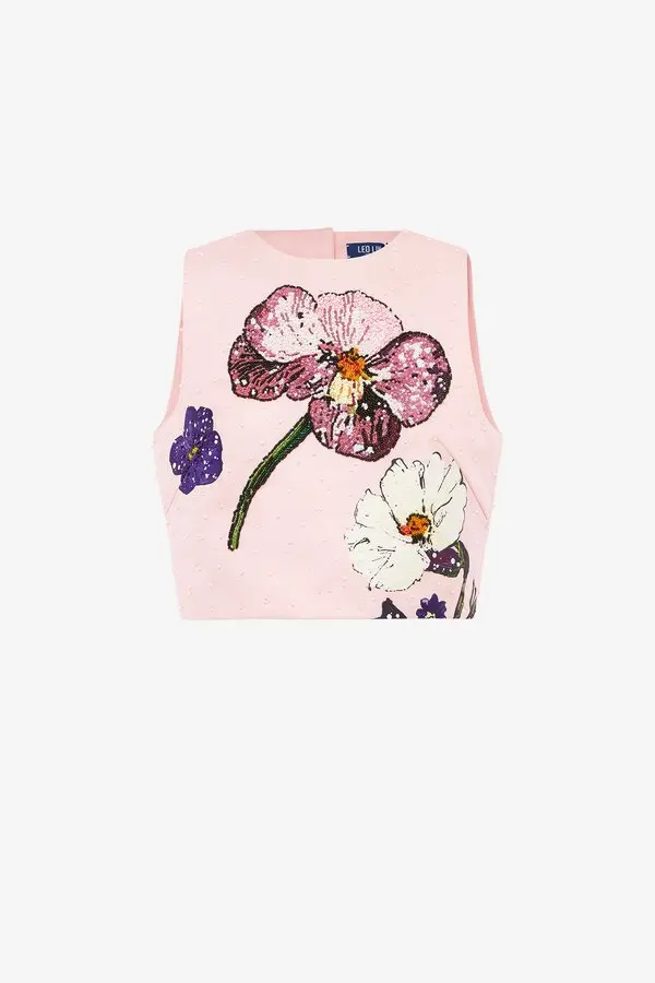 LEO LIN Iris Embellished Sleeveless Crop Top - Wildbloom