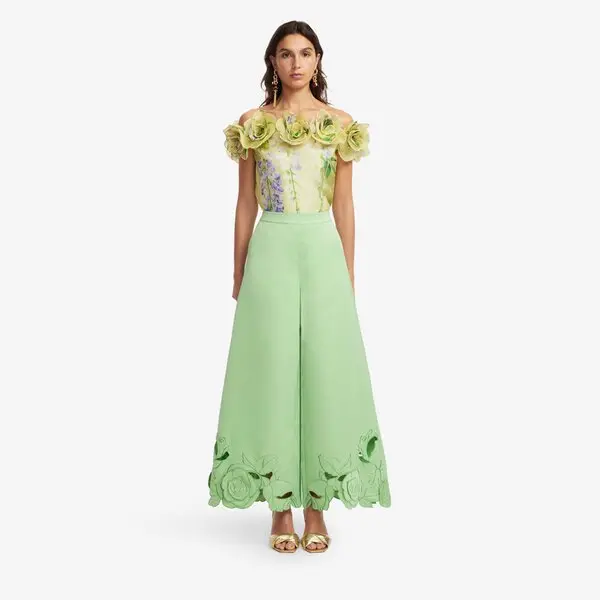 LEO LIN Theodora Appliqué Wide-leg Pants