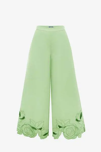 LEO LIN Theodora Appliqué Wide-leg Pants