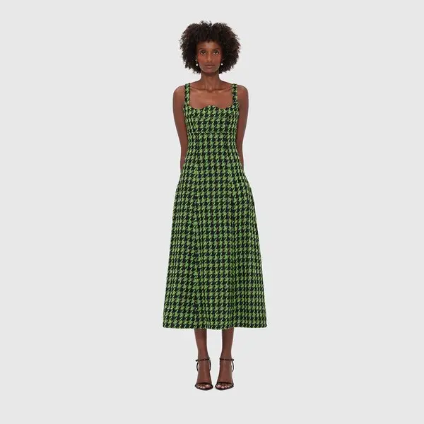 LEO LIN Odette Tweed Midi Dress - Houndstooth