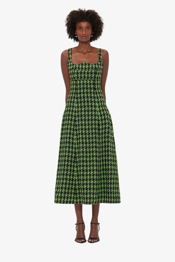 LEO LIN SHOPIFY Odette Tweed Midi Dress - Houndstooth