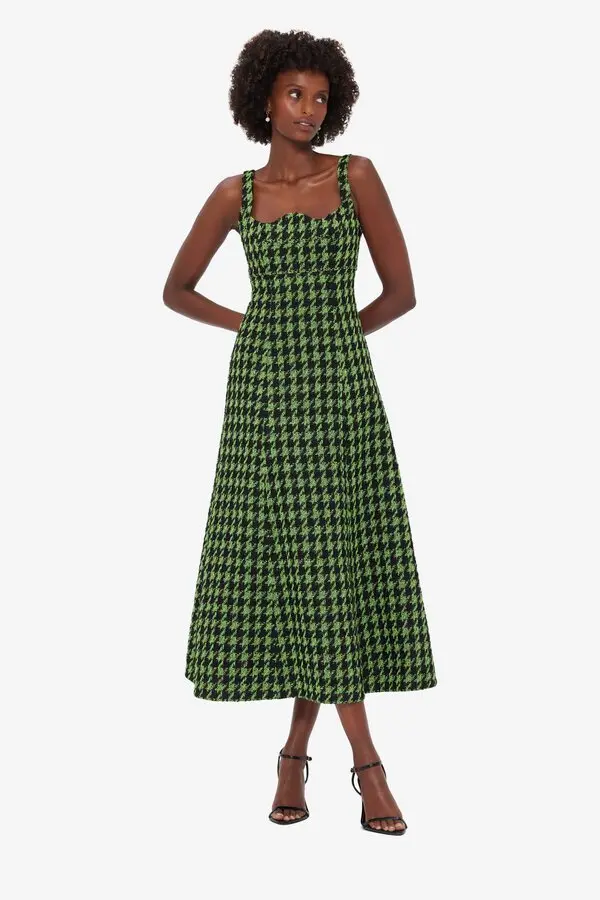 LEO LIN SHOPIFY Odette Tweed Midi Dress - Houndstooth