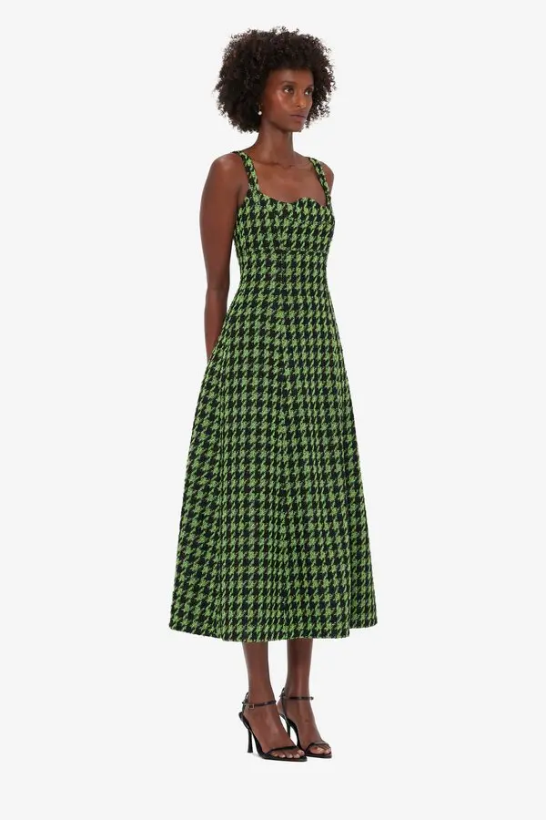 LEO LIN SHOPIFY Odette Tweed Midi Dress - Houndstooth