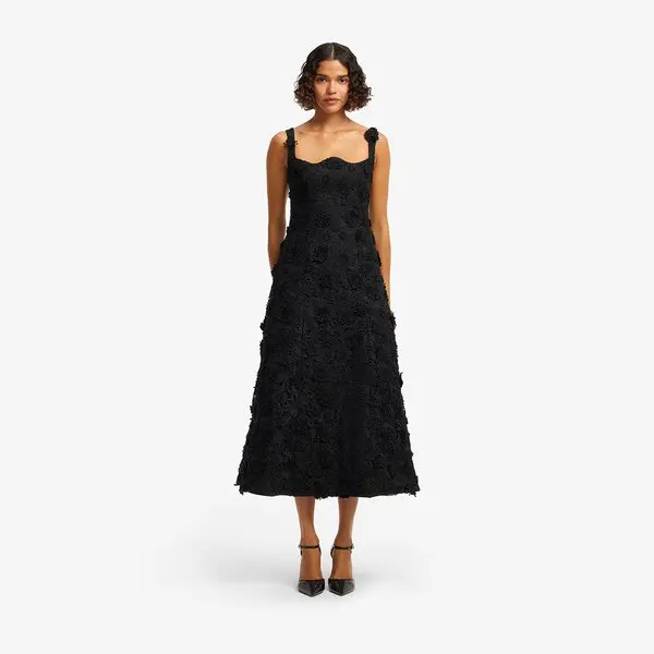 LEO LIN Odette Lace Midi Dress - Ebony