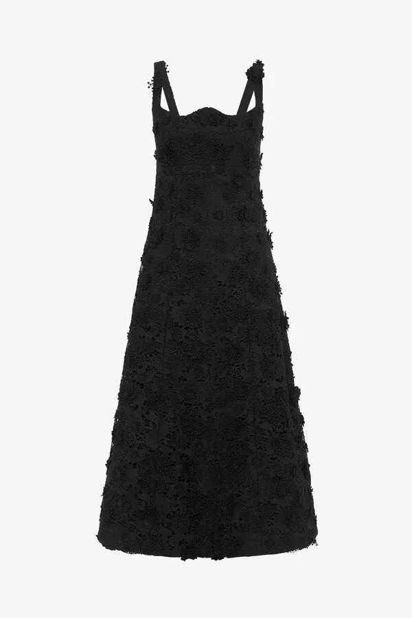 LEO LIN Odette Lace Midi Dress - Ebony