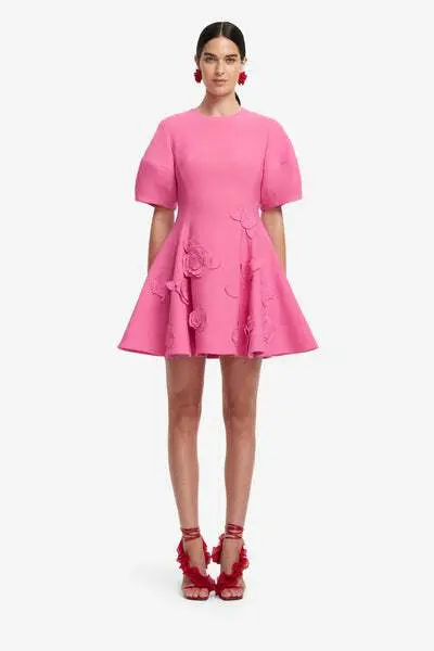 LEO LIN Simona Appliqué Mini Dress - Pink