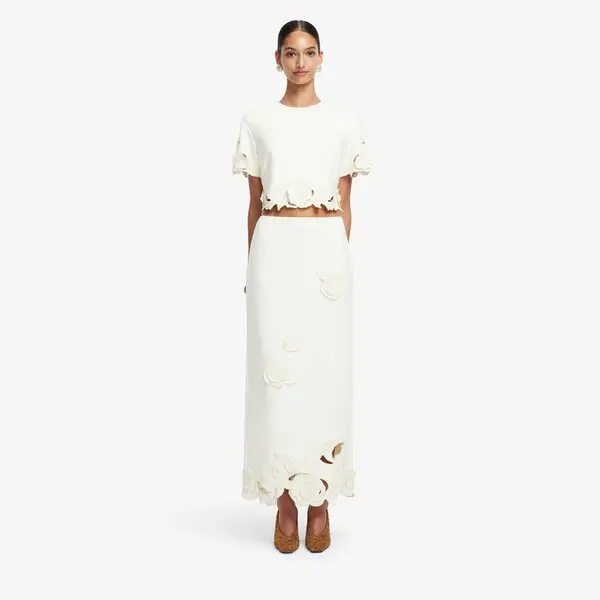 LEO LIN Kyra Appliqué Maxi Skirt - Vanilla