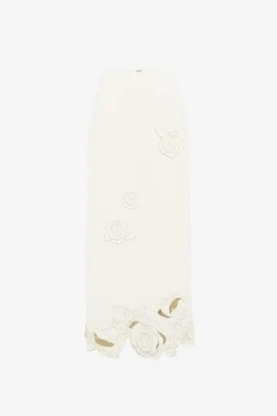 LEO LIN Kyra Appliqué Maxi Skirt - Vanilla