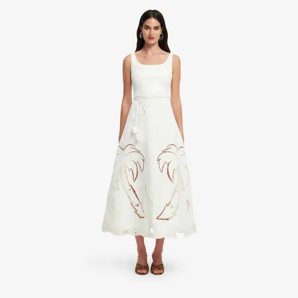 LEO LIN Serafina Palm Maxi Dress - Vanilla