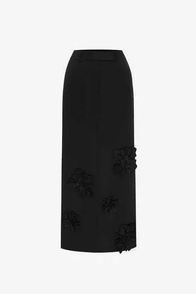 LEO LIN Olivia Petal Maxi Skirt - Ebony