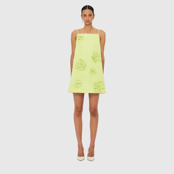 LEO LIN Leia Petal Mini Dress - Chartreuse