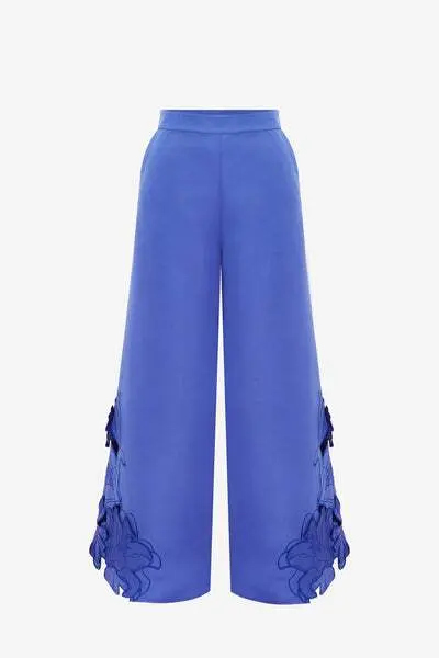 LEO LIN Theodora Appliqué Wide-leg Pants