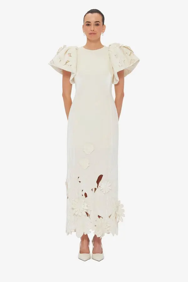 LEO LIN SHOPIFY Lucinda Velvet Appliqué Maxi Dress