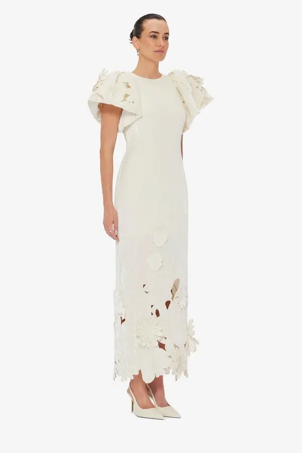 LEO LIN SHOPIFY Lucinda Velvet Appliqué Maxi Dress