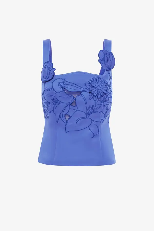 LEO LIN SHOPIFY Isadora Appliqué Top - Lapis