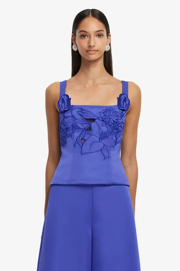 LEO LIN SHOPIFY Isadora Appliqué Top - Lapis